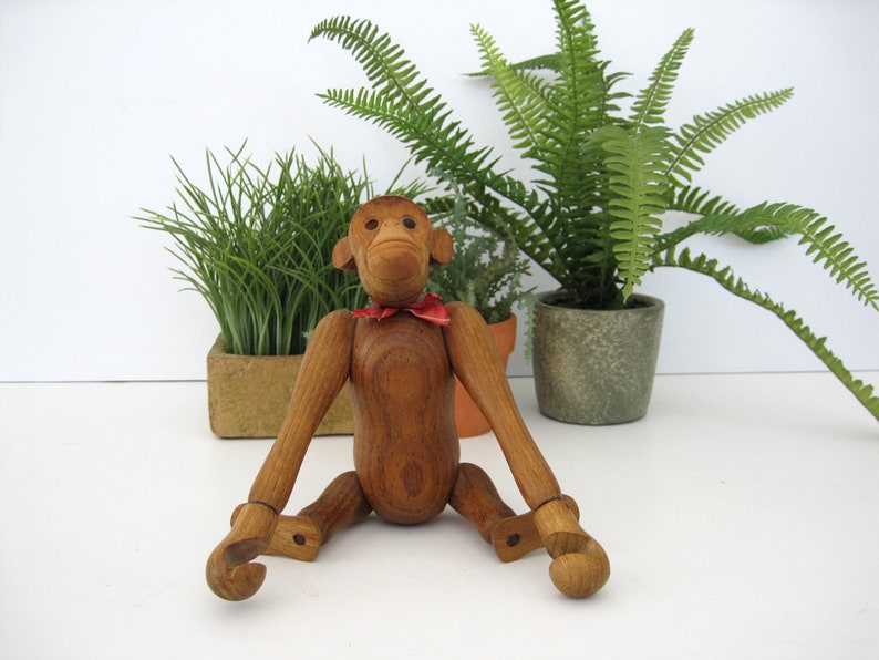 Vintage Large Zoo Line Wooden Monkey Mid Century Wood Danish | Etsy