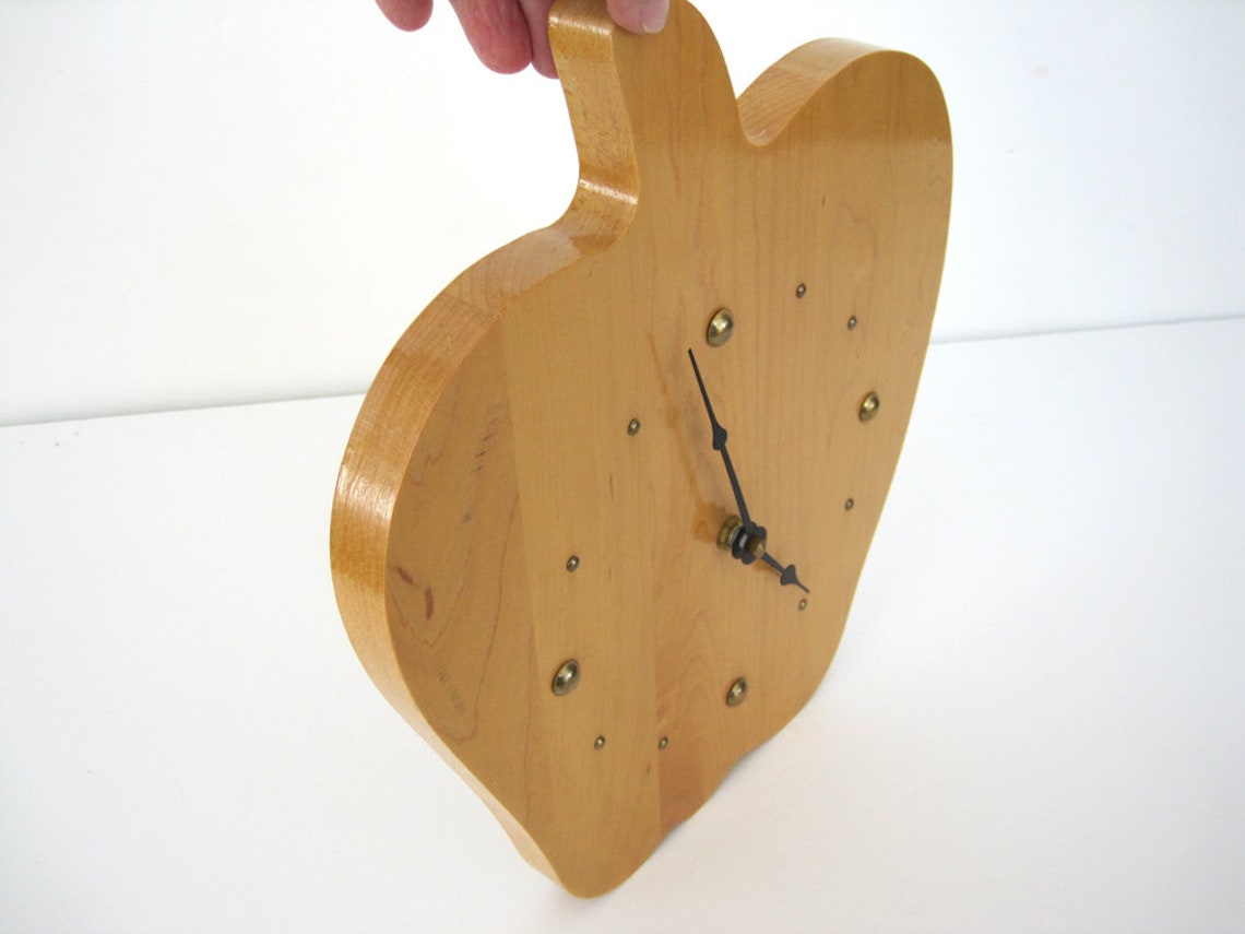 Vintage Wood Wall Clock Apple Shape Battery Maple Light Wooden - Etsy