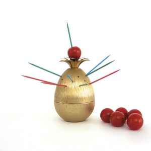 Vintage Napier Toothpick Holder, Gold Brushed Metal Pineapple, Mid ...