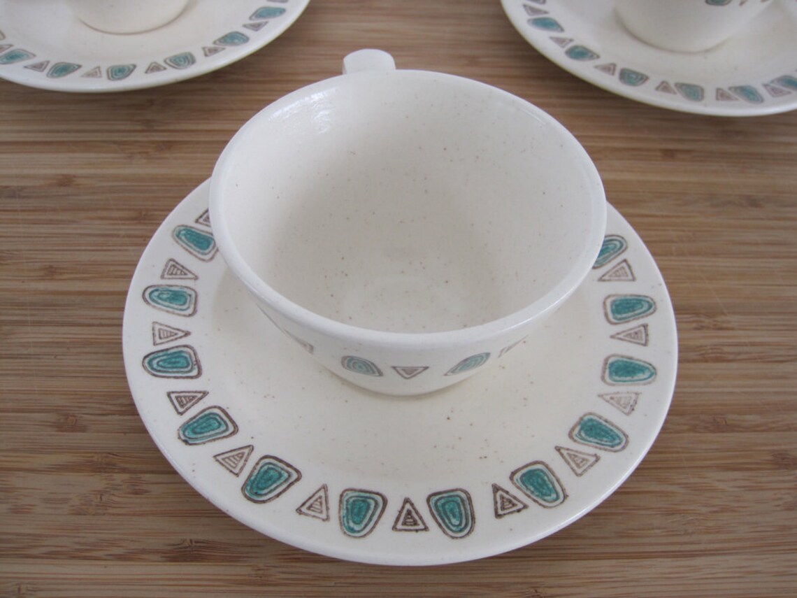 Mid Century Coffee Cup Saucer Tea Cups Set of 4 Modern Ceramic - Etsy