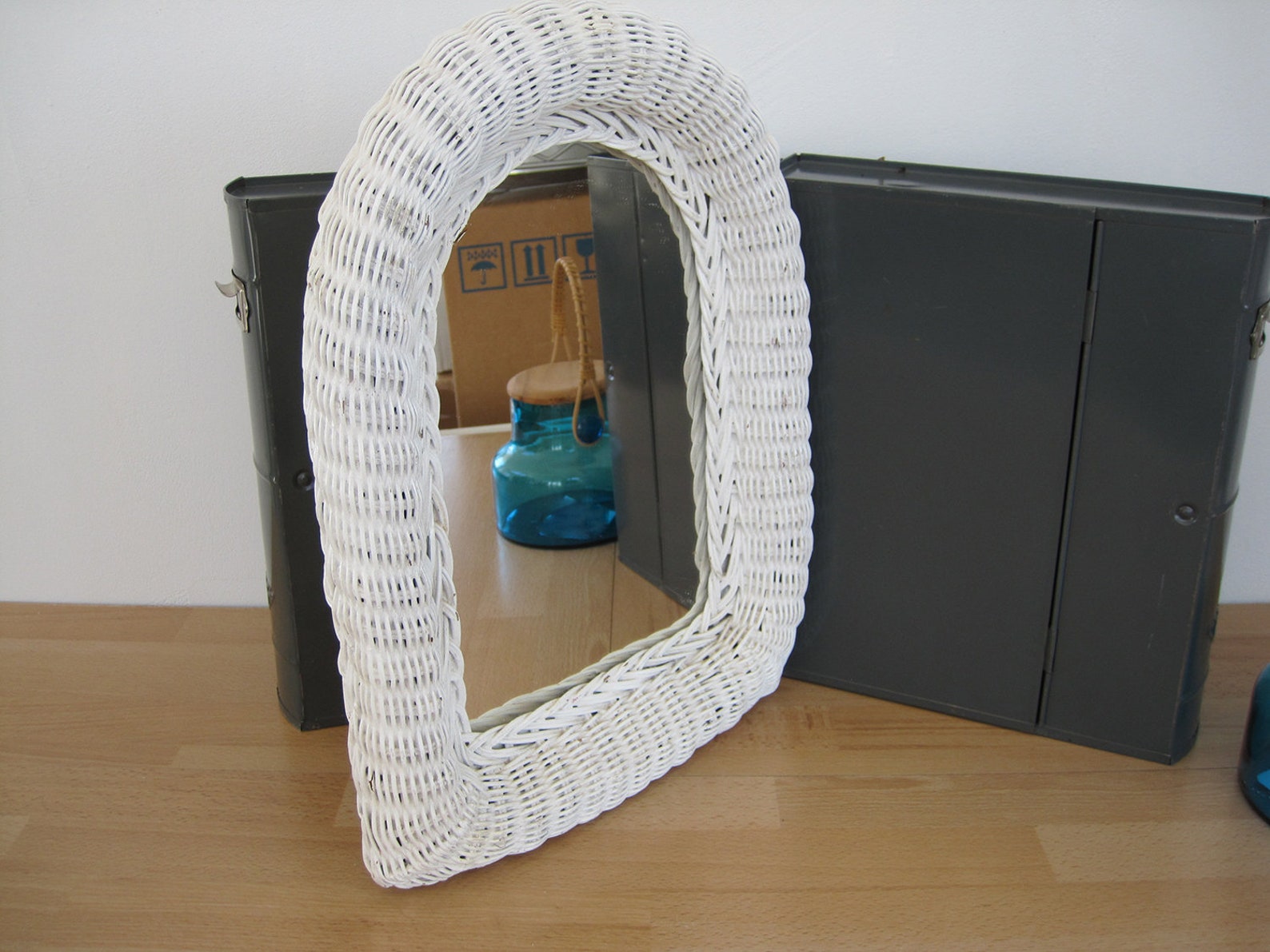 Vintage Wicker Mirror Bathroom Bedroom Vanity Wall Decor - Etsy