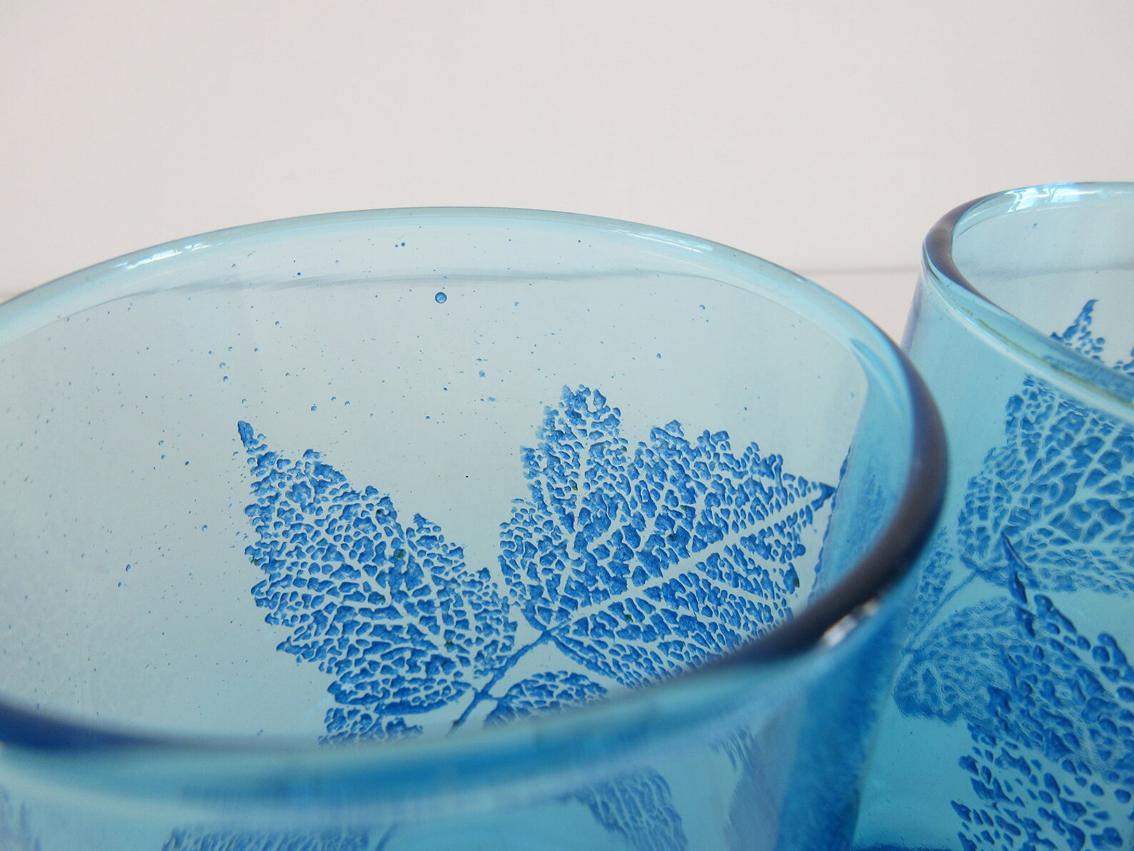 Vintage Glass Tumbler Set of Four Aqua Glassware Embossed - Etsy