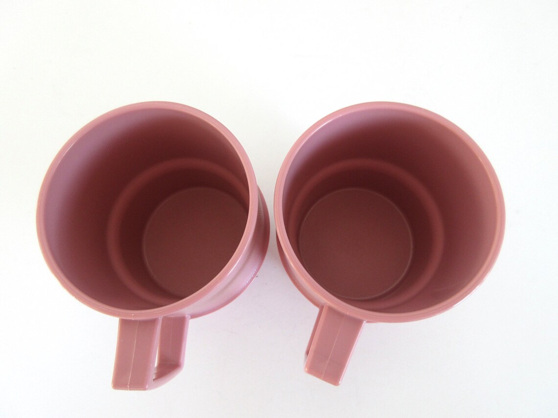 Vintage Tupperware Stackable Mug Set of Two Pink Mauve Camping - Etsy