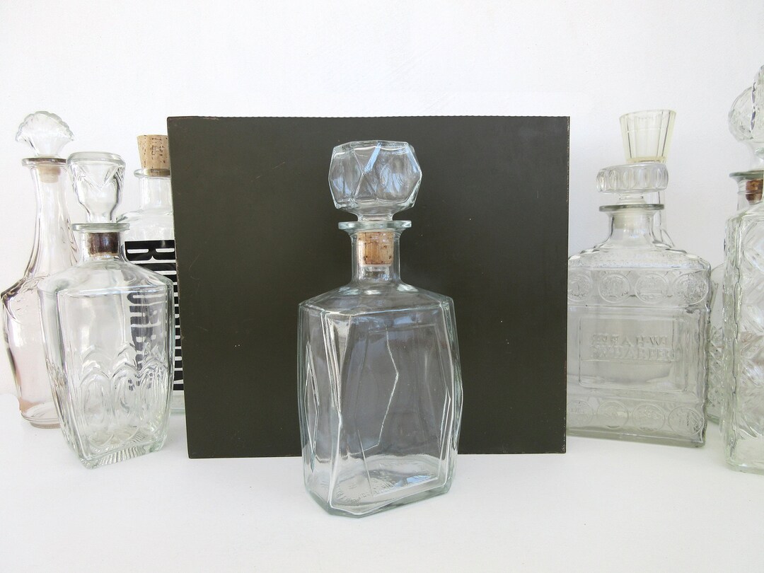Vintage Glass Decanter, Empty Old Grand Dad Bottle, Rectangular Gift ...