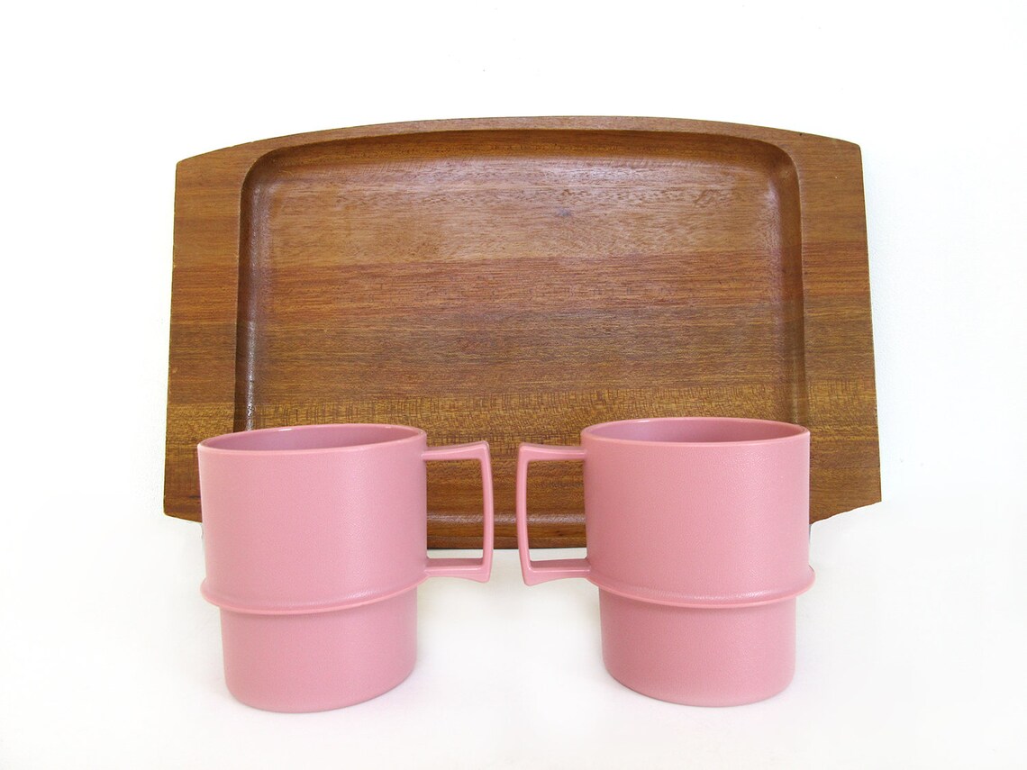 Vintage Tupperware Stackable Mug Set of Two Pink Mauve Camping - Etsy