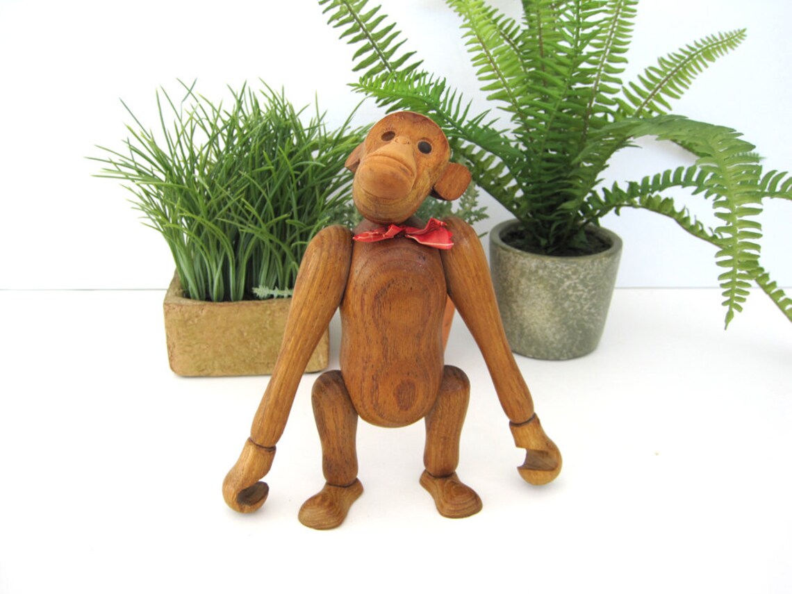 Vintage Large Zoo Line Wooden Monkey Mid Century Wood Danish | Etsy