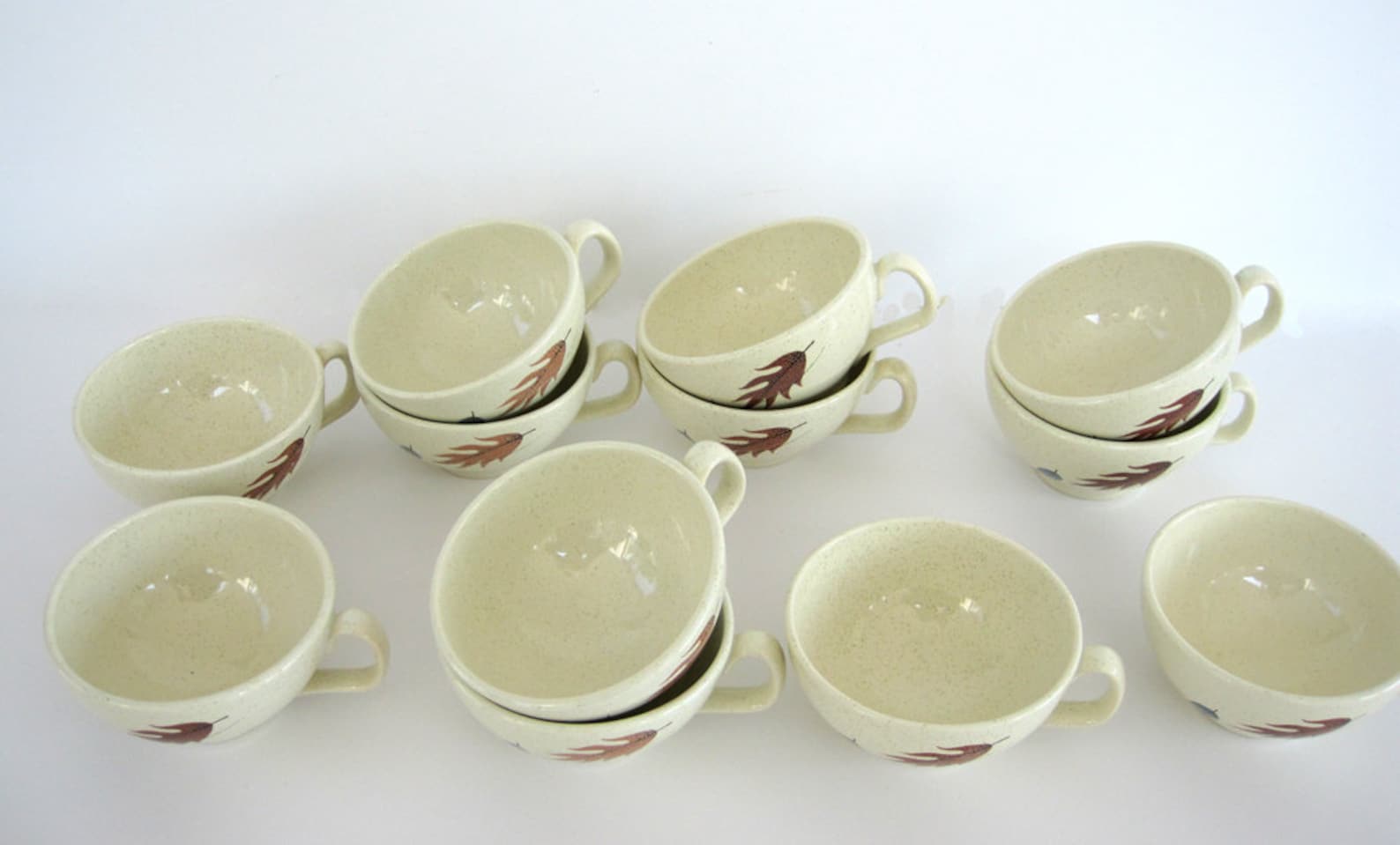 Vintage Ceramic Coffee Cups Tea Cup Autumn Leaves Brown Blue | Etsy