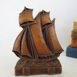Vintage Syroco Wood Clipper Ship Boat Bookend Nautical Decor Sailing ...