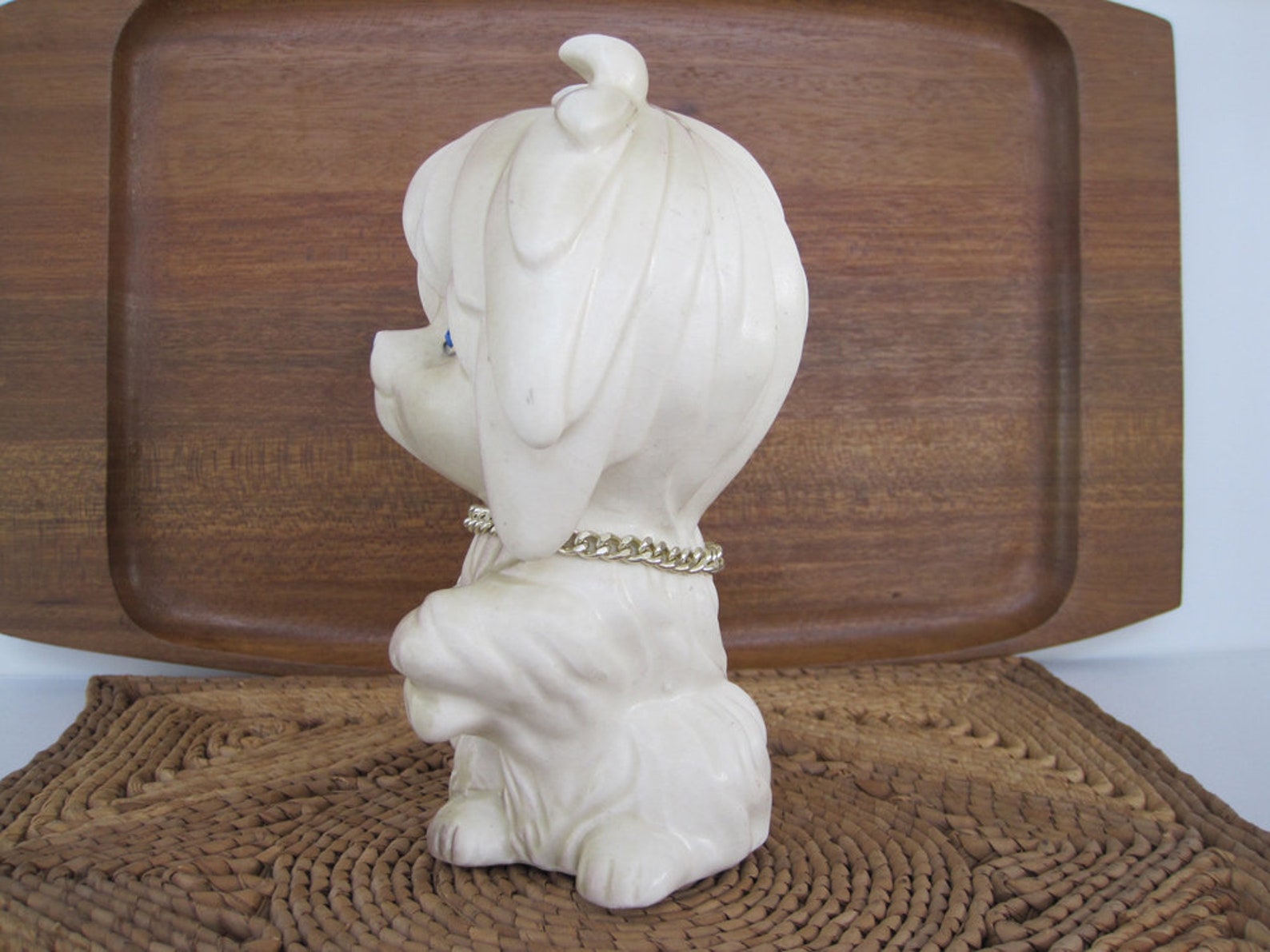 Vintage Ceramic Dog Maltese Bank Chain Collar Figurine Lego - Etsy