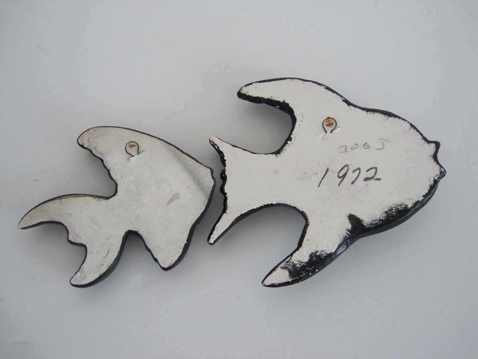 Vintage Fish Wall Plaque Pair Set of 2 Chalkware Black Gold - Etsy