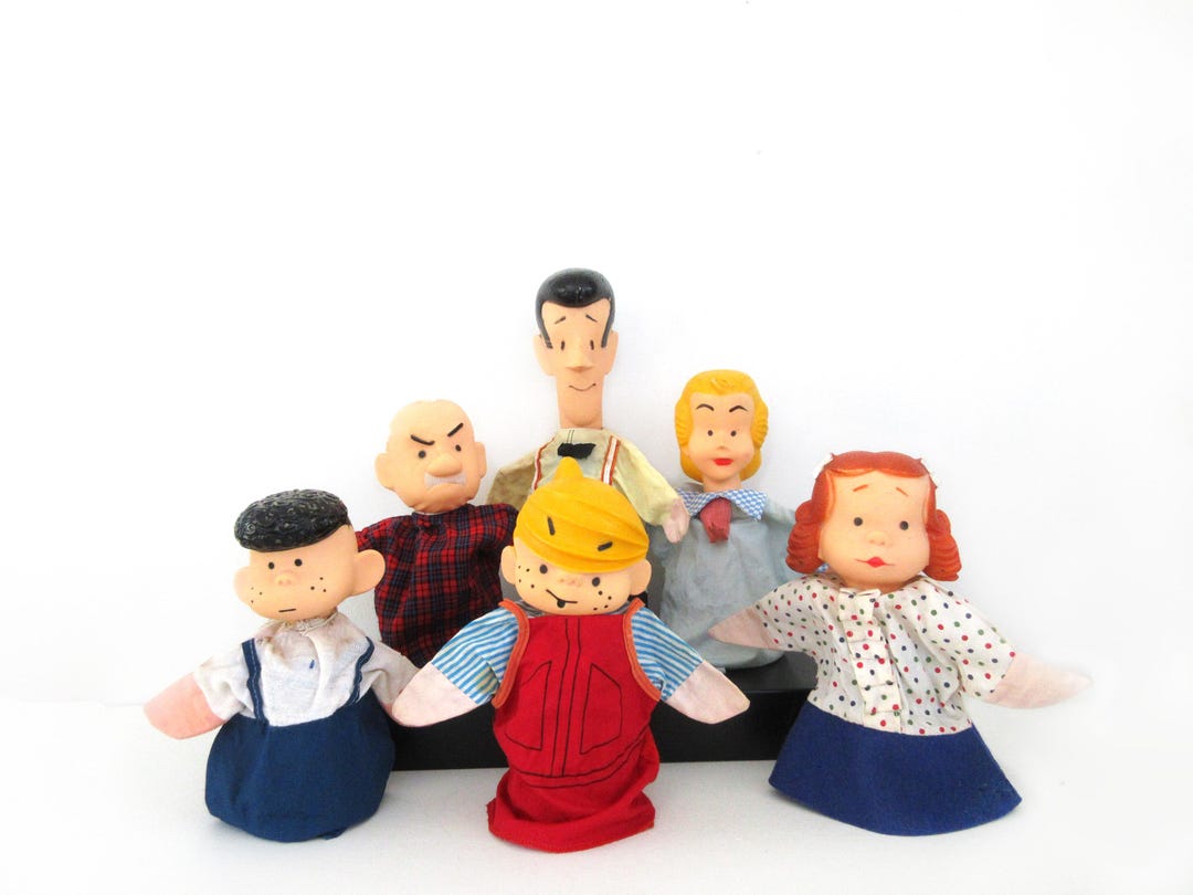 Vintage Dennis the Menace Hand Puppets, Set of 6, Mid Century ...