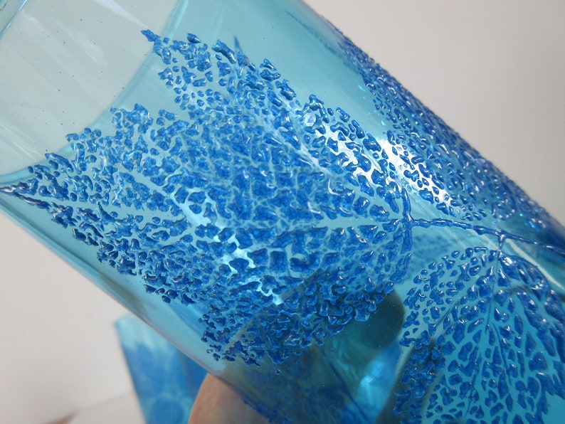 Vintage Glass Tumbler Set of Four Aqua Glassware Embossed - Etsy