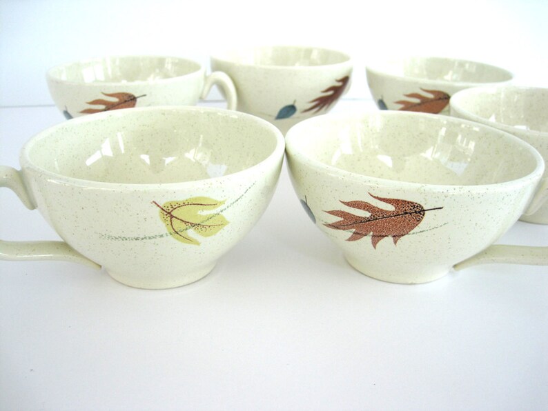 Vintage Ceramic Coffee Cups Tea Cup Autumn Leaves Brown Blue | Etsy