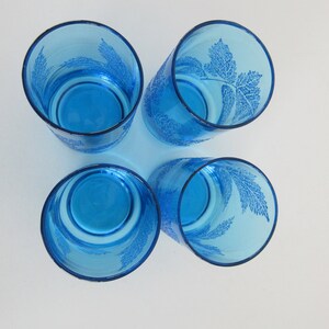 Vintage Glass Tumbler Set of Four, Aqua Colored Glassware, Embossed ...