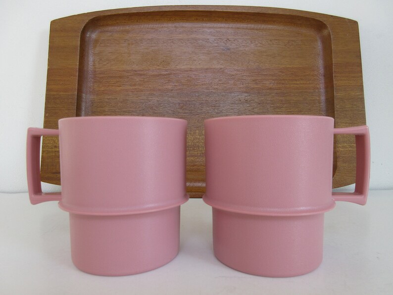 Vintage Tupperware Stackable Mug Set of Two Pink Mauve Camping - Etsy