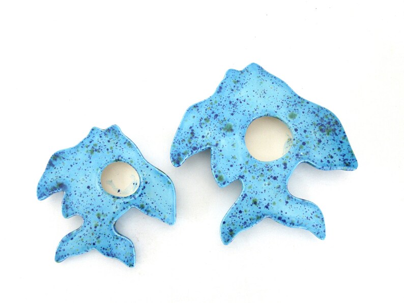 Fish Chalkware Wall Plaque Pair Speckled Aqua Blue Mid Century - Etsy