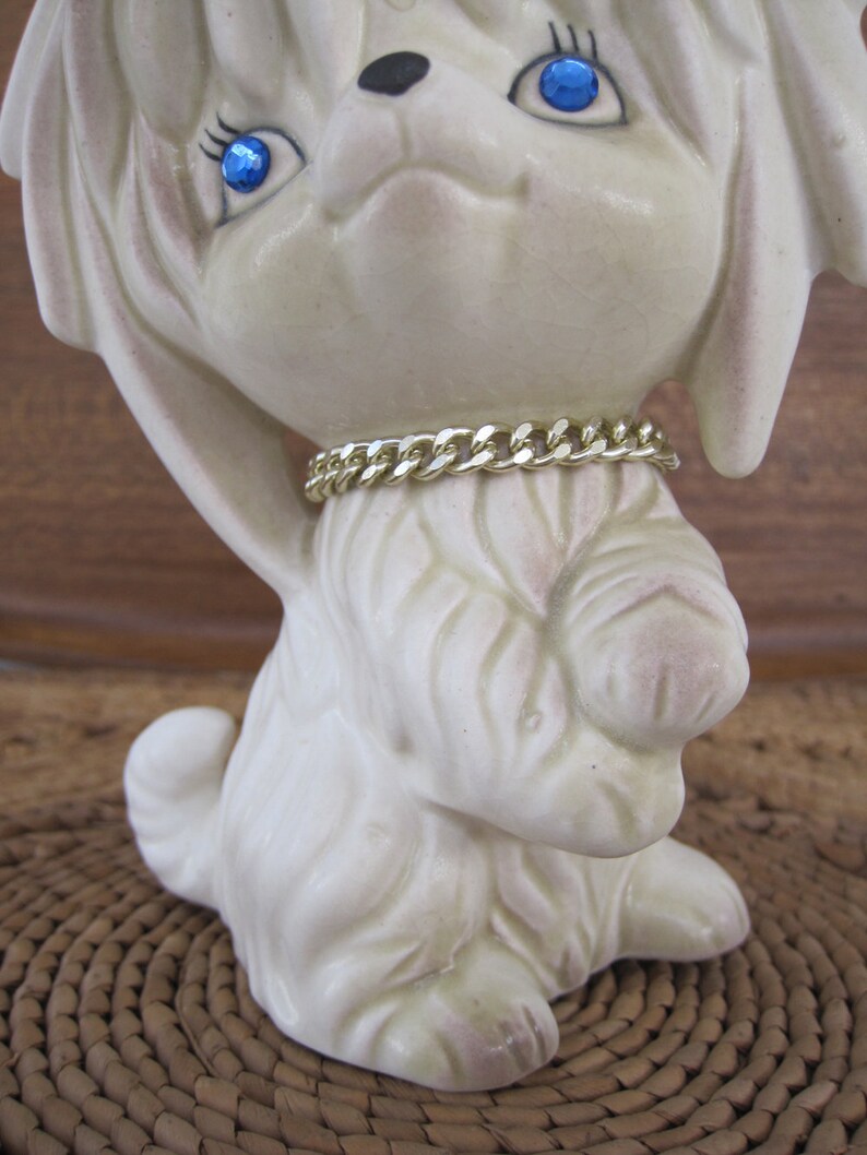 Vintage Ceramic Dog Maltese Bank Chain Collar Figurine Lego - Etsy