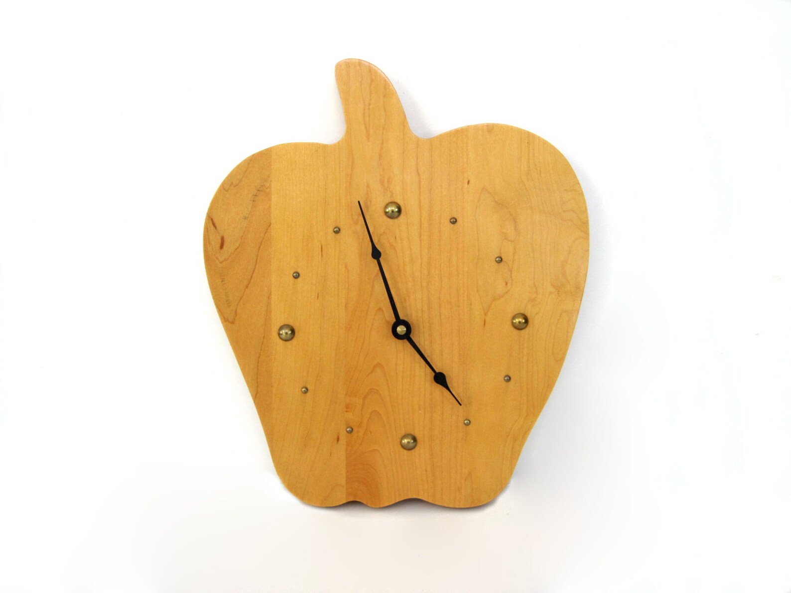 Vintage Wood Wall Clock Apple Shape Battery Maple Light Wooden - Etsy