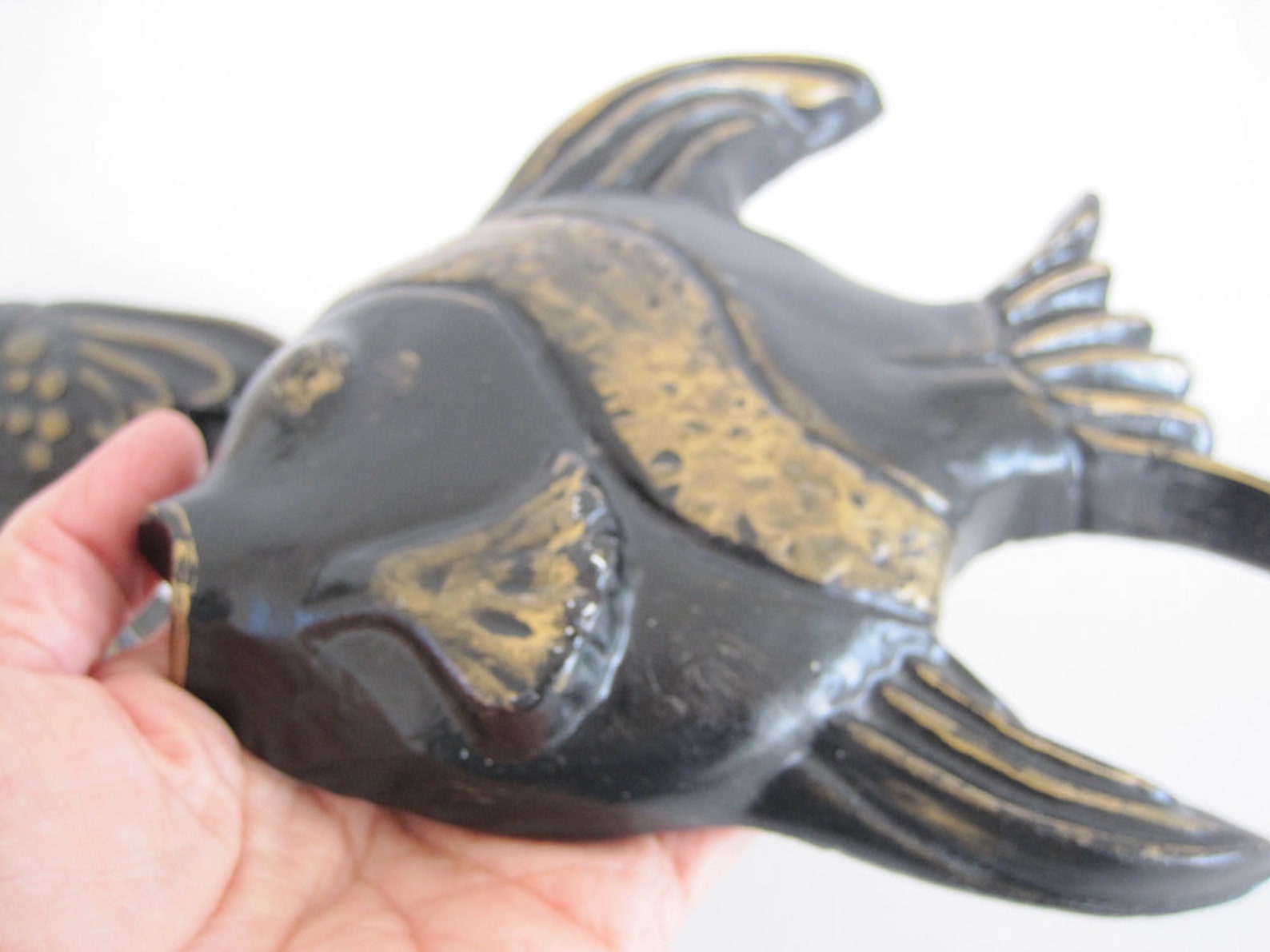 Vintage Fish Wall Plaque Pair Set of 2 Chalkware Black Gold - Etsy