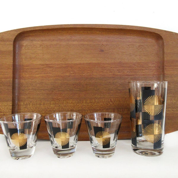 Mcm Black and Gold Glassware - Etsy