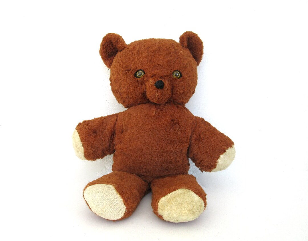 Vintage Knickerbocker Teddy Bear Red Brown Plush Toy 1960s Yellow ...