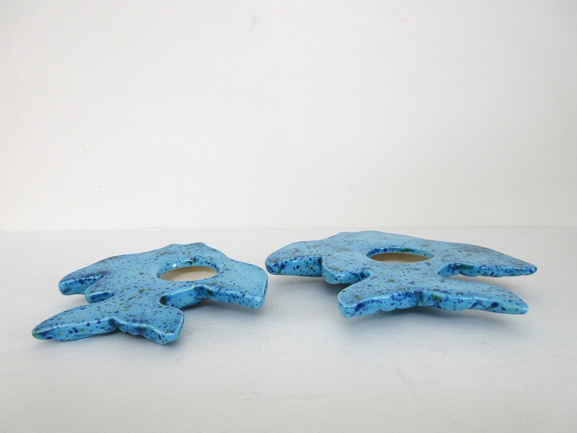 Fish Chalkware Wall Plaque Pair Speckled Aqua Blue Mid Century - Etsy