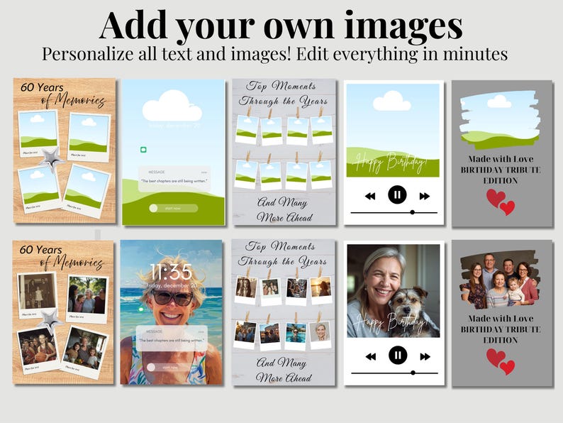 Birthday Magazine Template Canva, Custom Photo Book Gift, Personalized ...