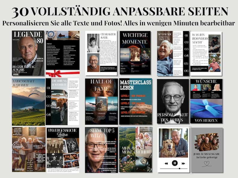 80th Birthday Magazine Template, Personalized Life Story, Canva ...