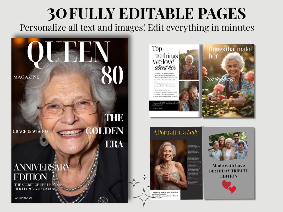 Editable Memory Book for Her, 80th Birthday Keepsake, Custom 80 Years ...