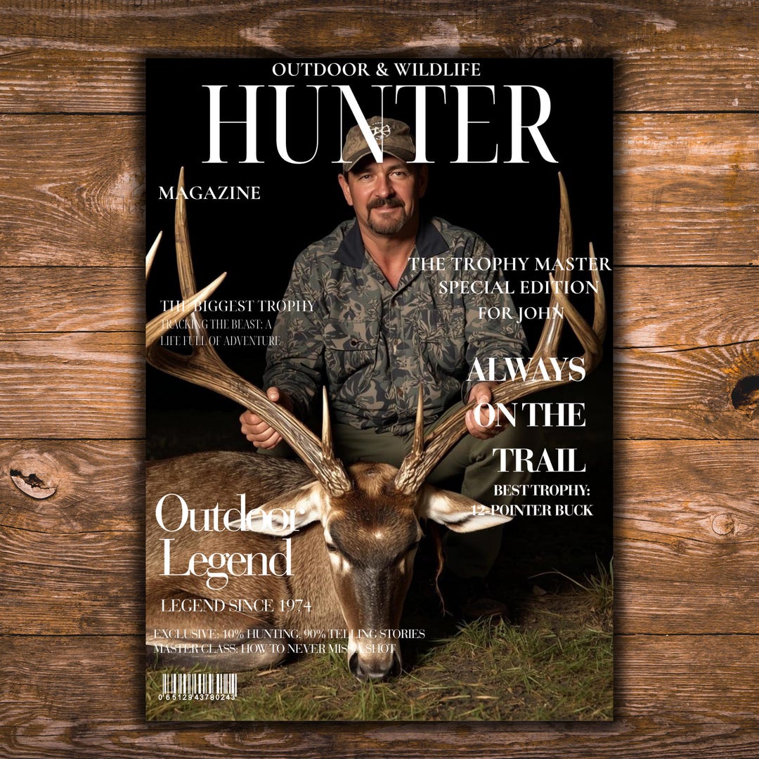 Editable Hunting Magazine Cover Template | Hunting Gift for Dad ...