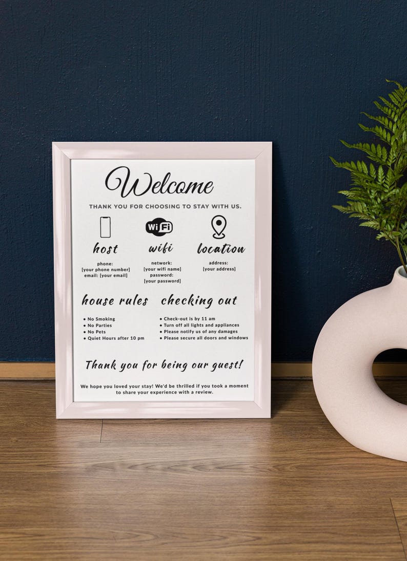 Editable Airbnb Welcome Sign Template, Vacation Rental Printable, House ...