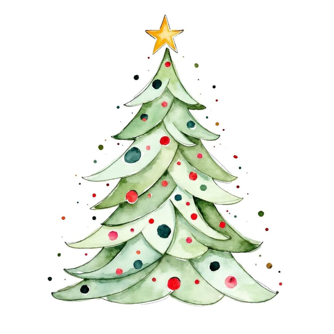 12 Watercolor Christmas Tree | Holiday Tree Clipart | Hand-painted Xmas ...