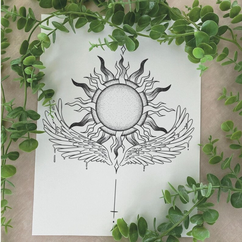 Printable Fineline Sun | Digital Download | Celestial Art Print ...