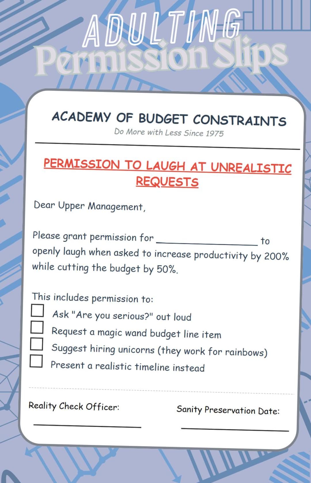 Manager Permission Slips Printable | Funny Office Gifts | Boss Gifts ...