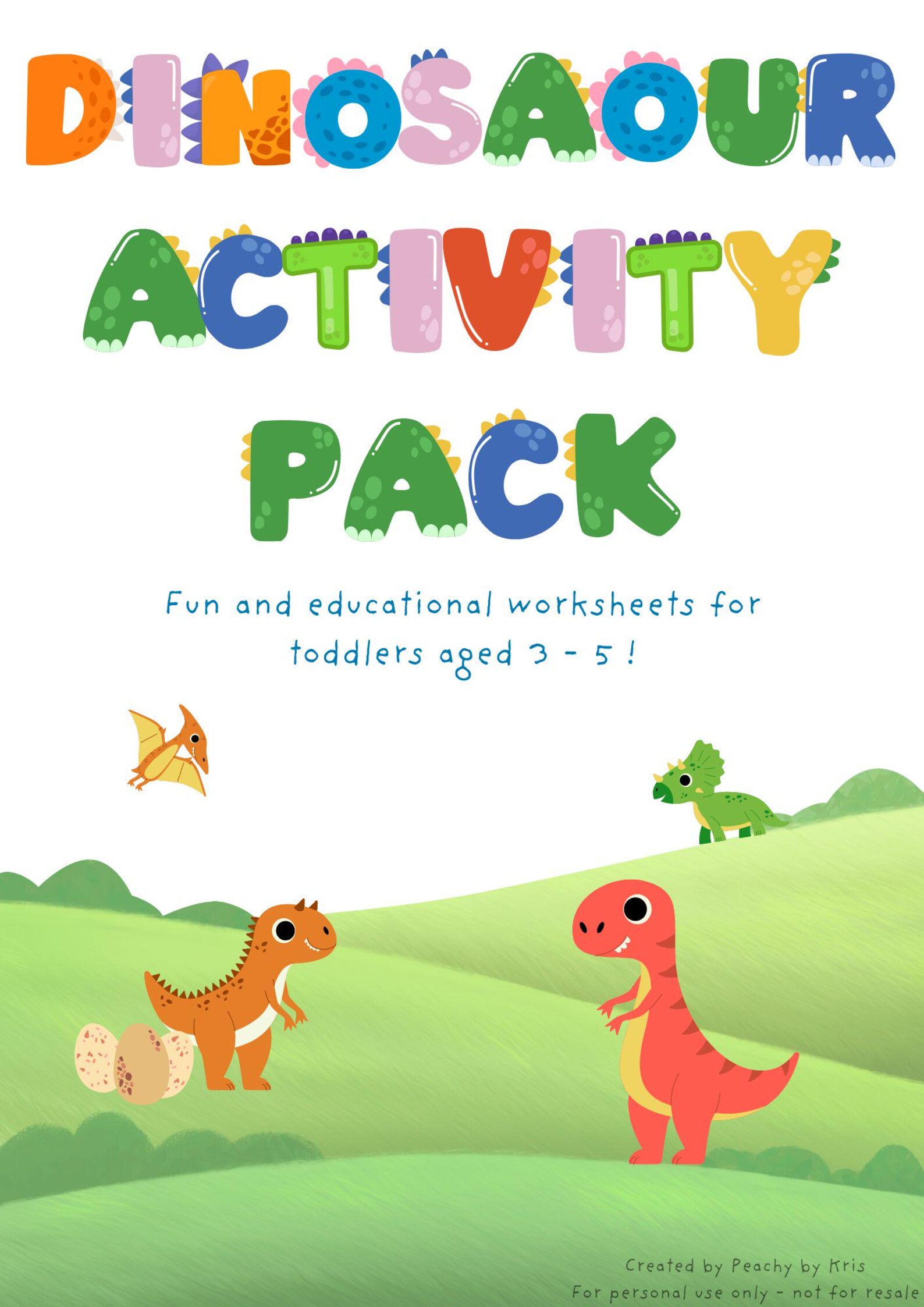 Dinosaur Activity Pack for Toddlers | Printable Worksheets for Kids ...