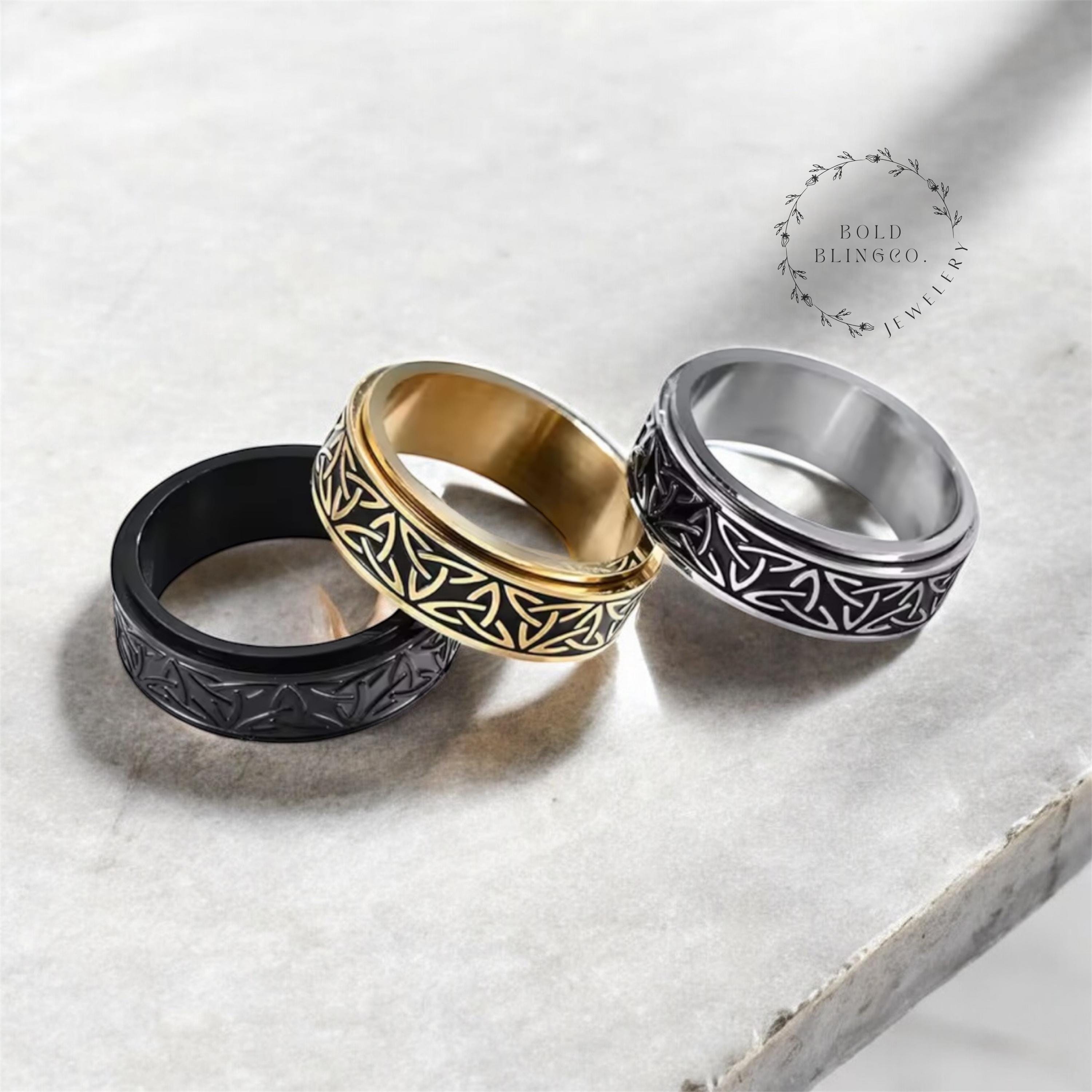 Fidget Spinner Celtic Knot Ring | Nordic Runes Ring | Men Spinner Ring ...