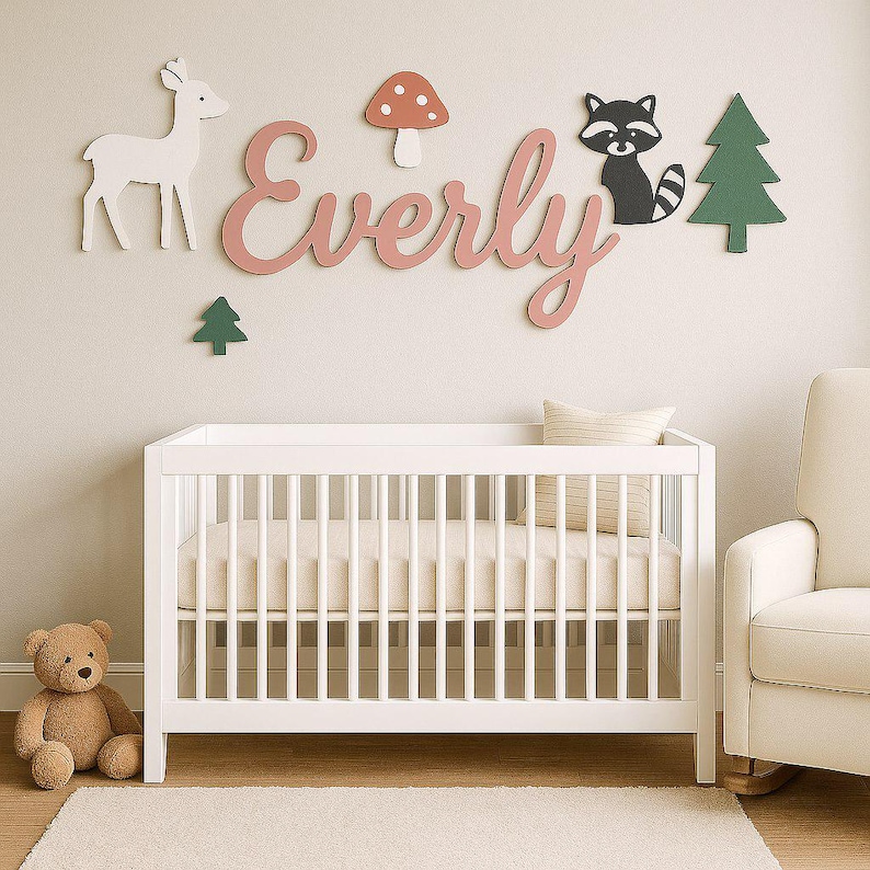 Safari Animal Baby Name Sign Above Crib Name Sign, Nursery Name Sign ...
