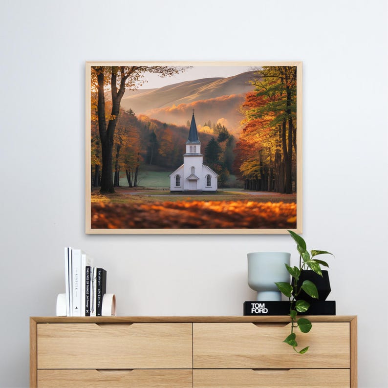 Church With Fall Foliage, High Resolution Photograph for Printing, Wall ...