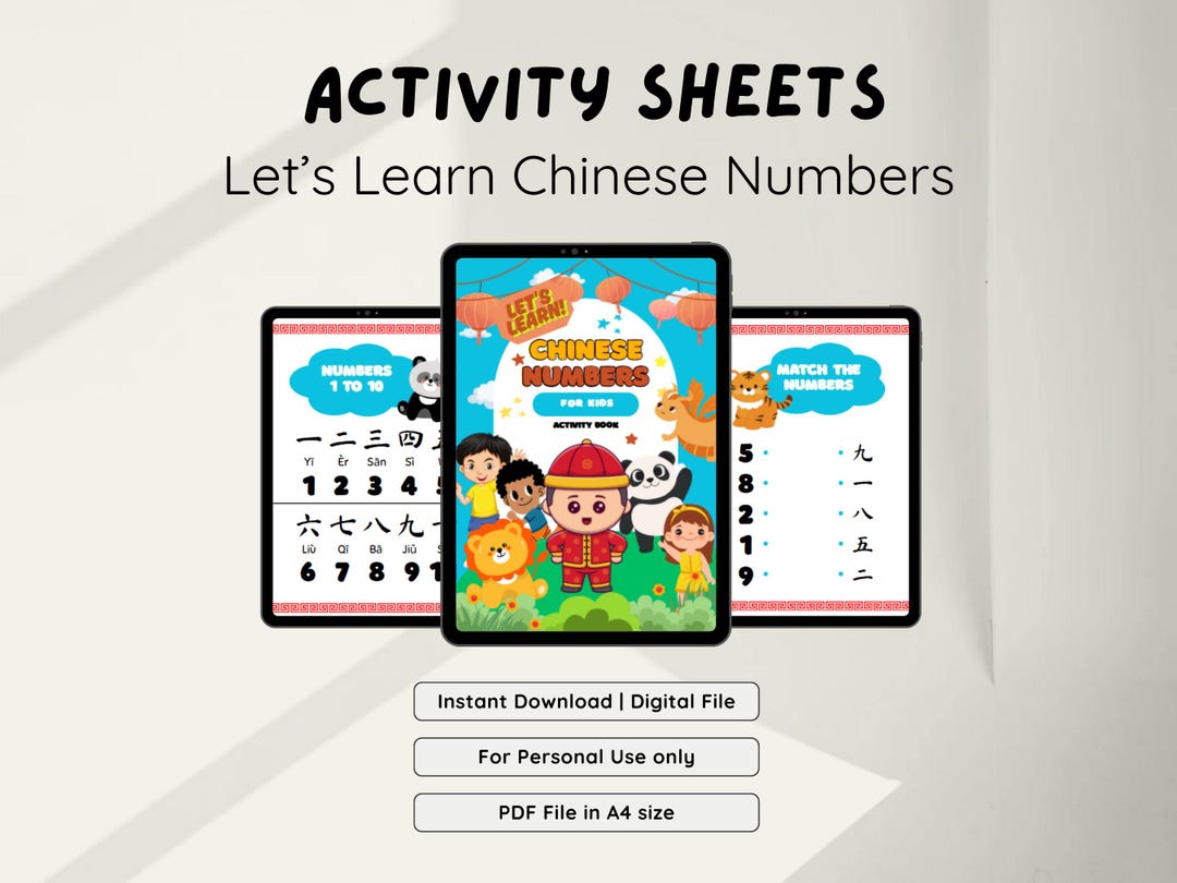 Chinese Mandarin Number Worksheet Activity Book for Kids - Etsy