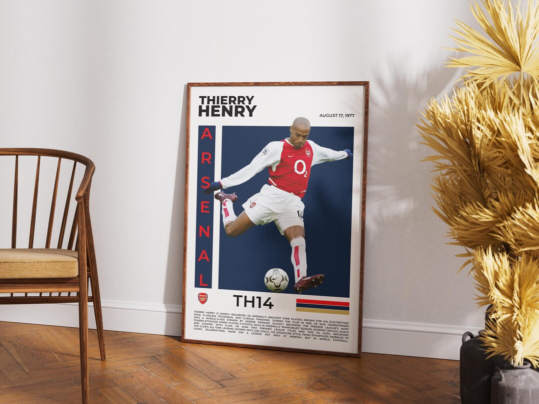 Thierry Henry Poster | Arsenal FC Legend Wall Art | Football Icon Print ...