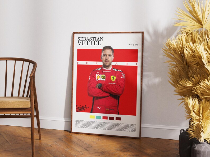 Sebastian Vettel Poster – 4x World Champion F1 Wall Art – Red Bull ...