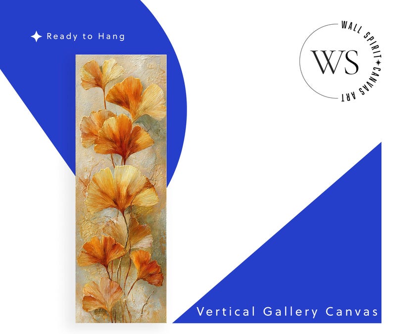 Autumn Ginkgo Biloba Wall Art – Abstract Gold & Amber Tree Leaf Decor ...
