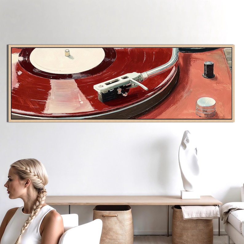 Abstract Vinyl Record Player Wall Art – Vintage Turntable Oil Painting ...