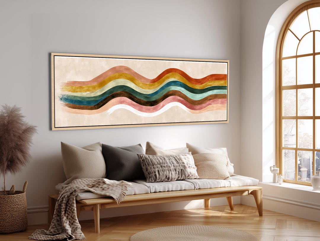 Mid-century Modern Waves Wall Art - Colorful Abstract Horizontal ...