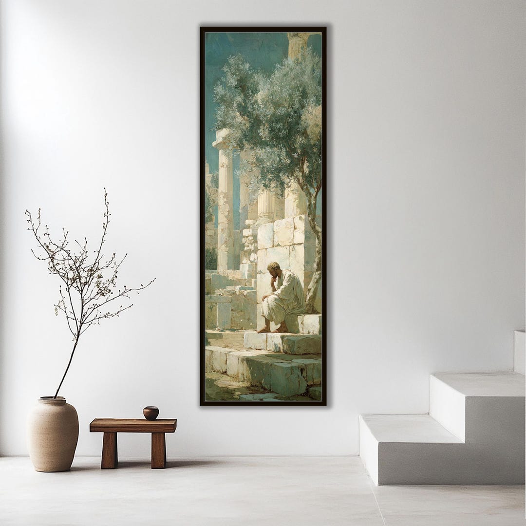 Ancient Olive Tree & Philosopher Wall Art | Mediterranean Roman Antique ...