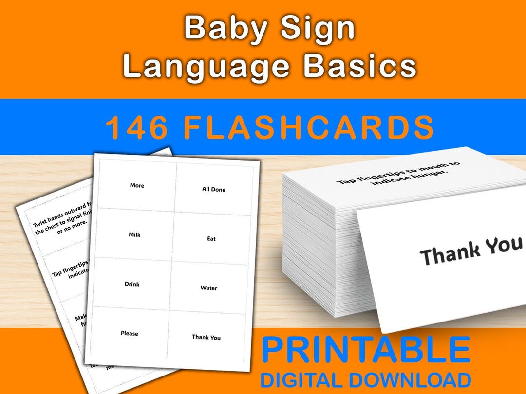 Baby Sign Language Flashcards: 146 Flashcards PDF Download - Etsy