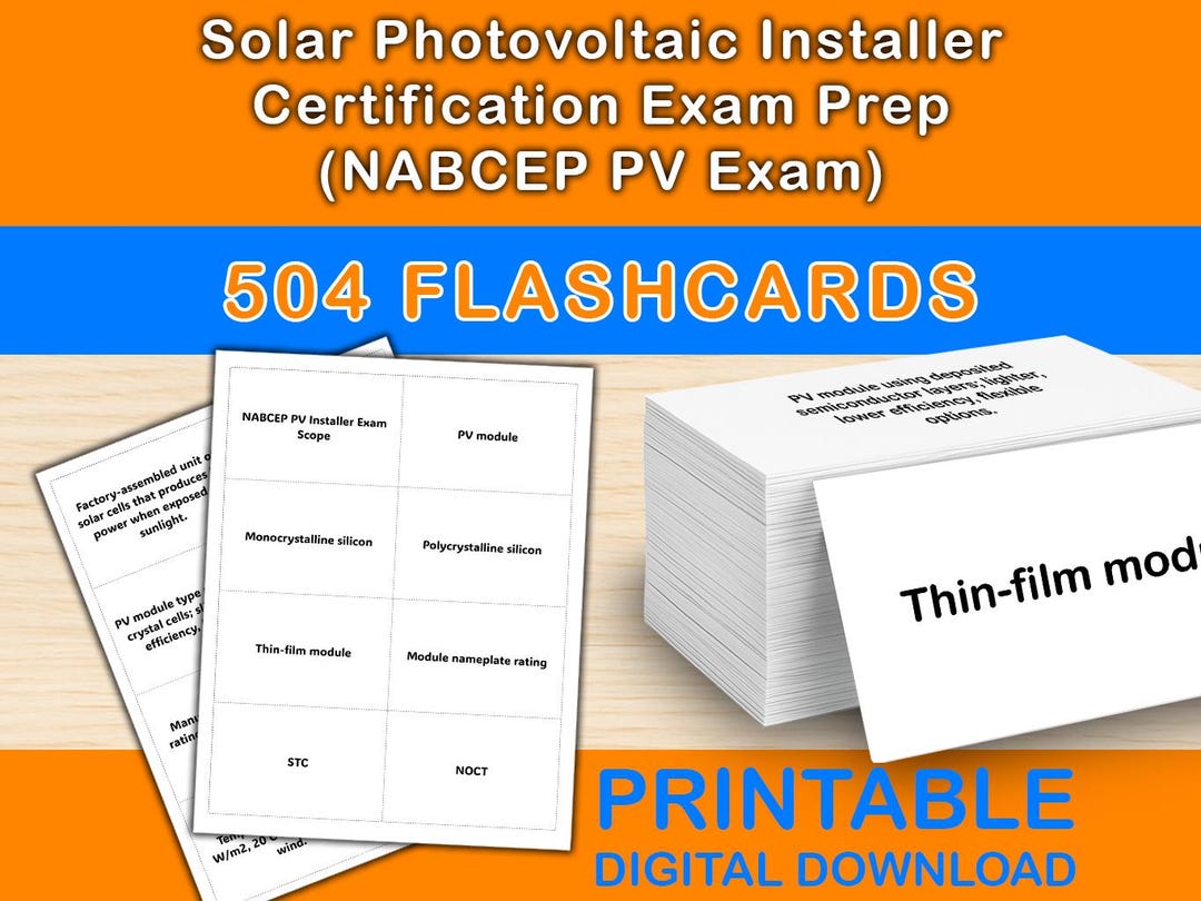 Solar Photovoltaic Installer Certification Exam Prep Flashcards | 504 ...
