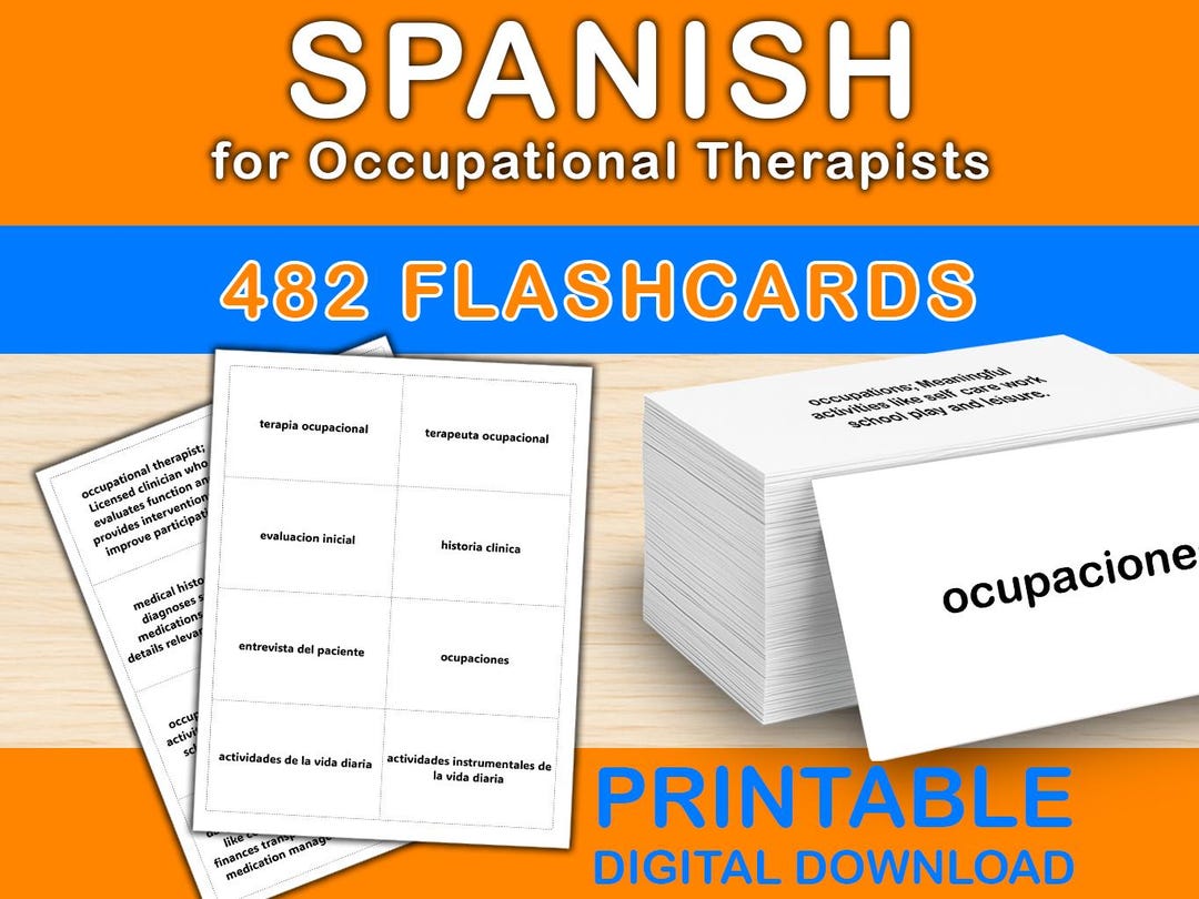 Spanish for Occupational Therapists Vocabulary Flashcards (occupational ...