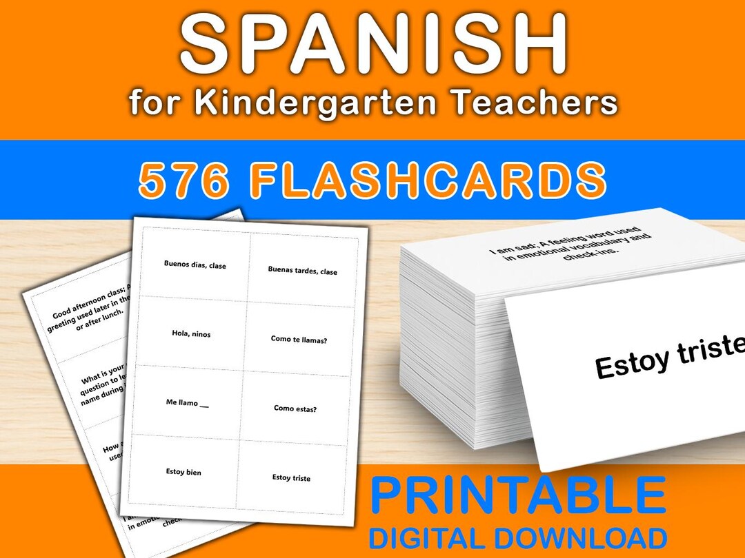 Spanish for Kindergarten Teachers Vocabulary Flashcards (early ...