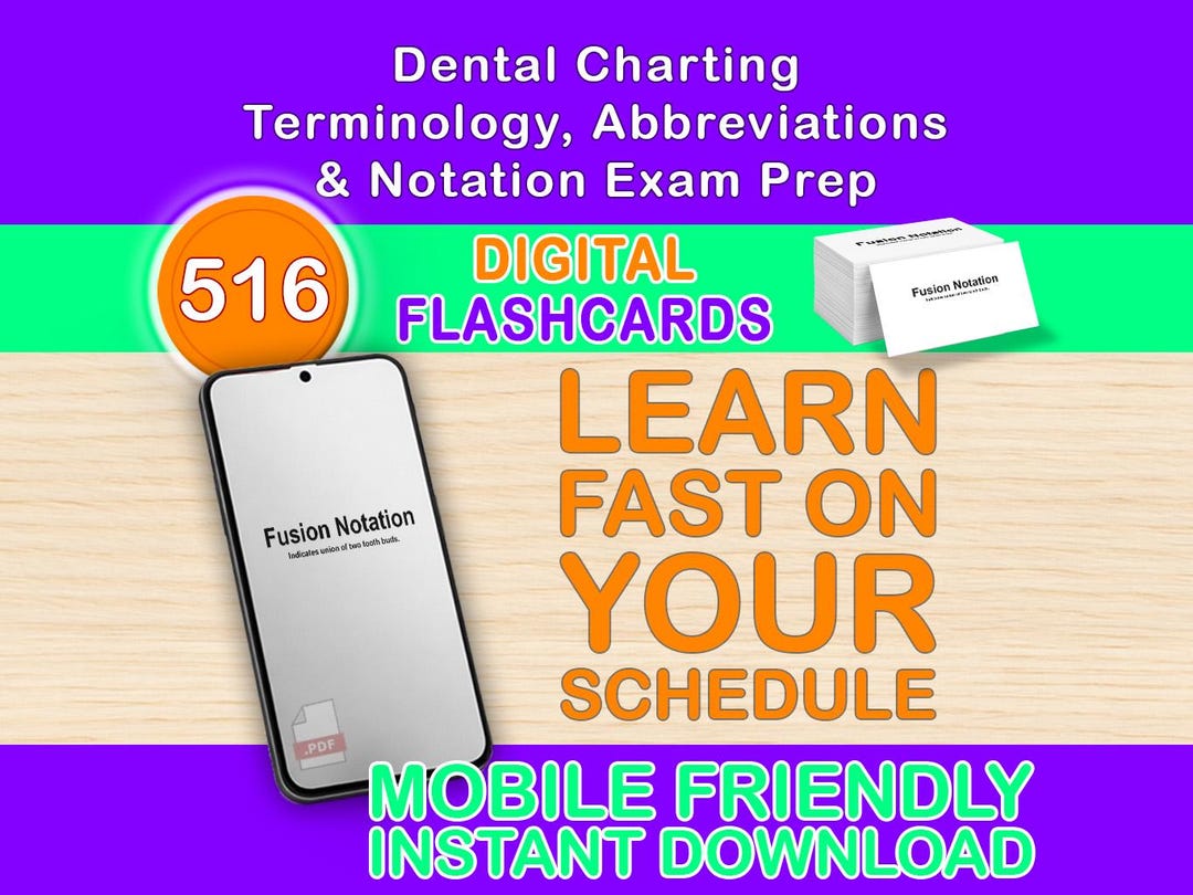 Dental Charting Terminology Digital Flashcards (516 Study Cards) - Etsy